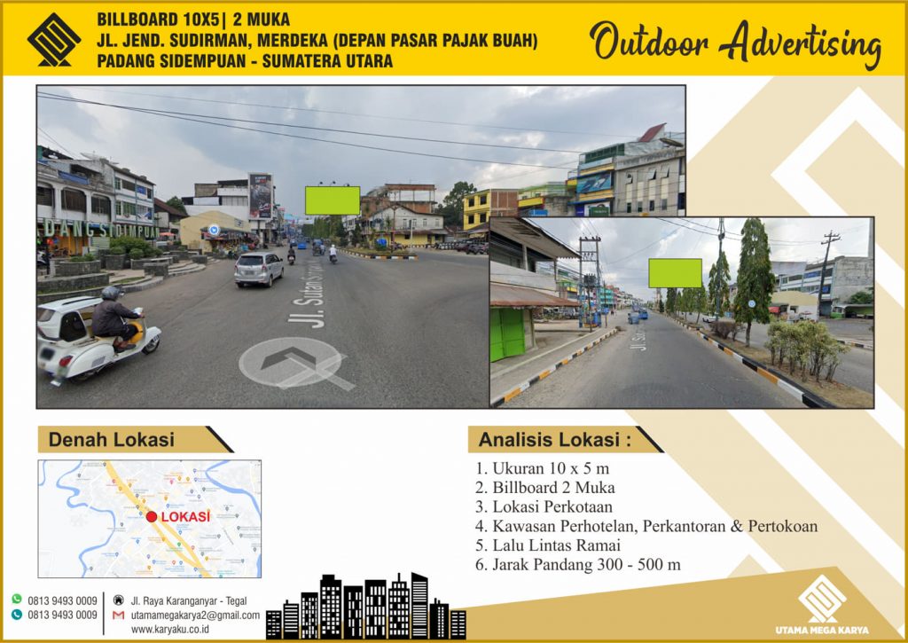 Sewa Titik Billboard Sumatera Utara, Jl. Jend. Sudirman, Merdeka (Depan ...