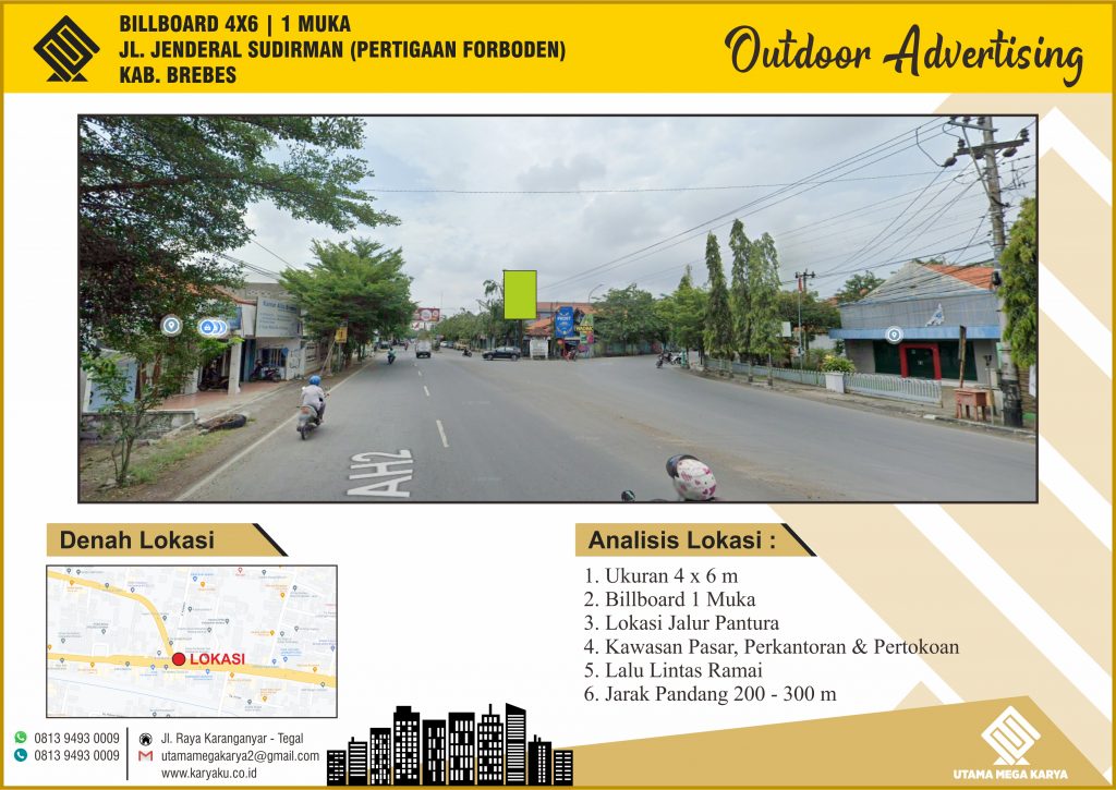 Sewa Titik Billboard Brebes, Jl. Jendral Sudirman (Pertigaan forboden ...