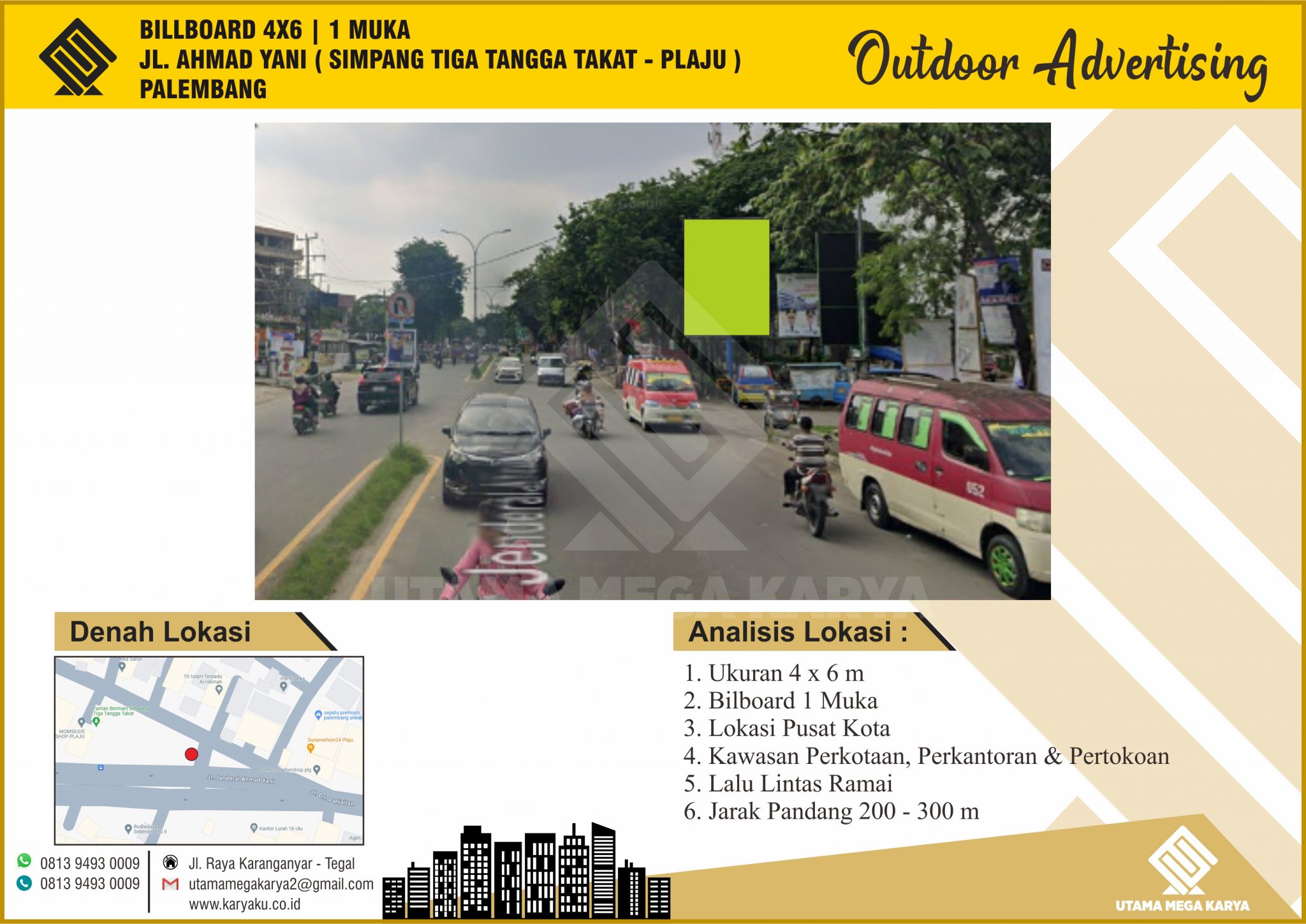 Sewa Titik Billboard Palembang, Jl. Ahmad Yani (Simpang Tiga Tangga ...